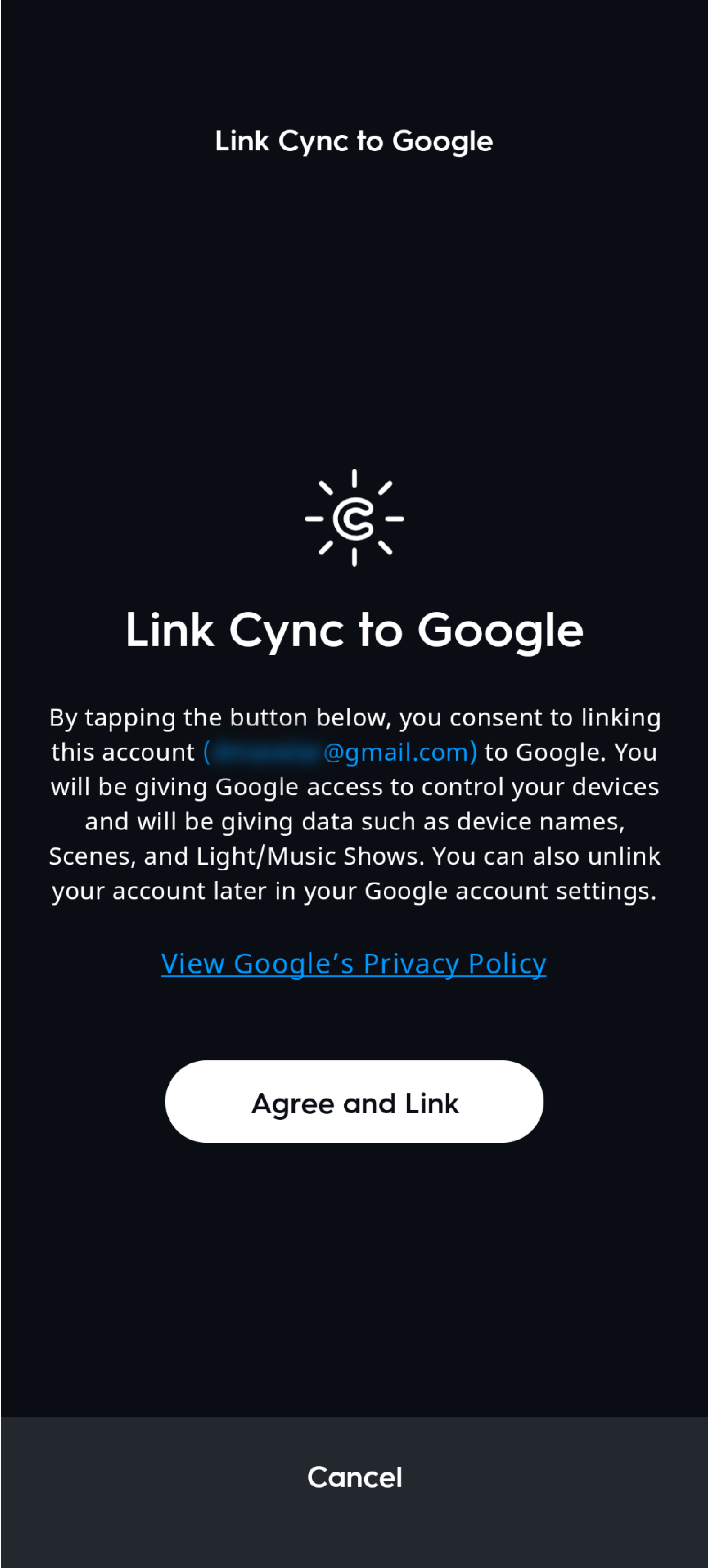 Using Google with Cync